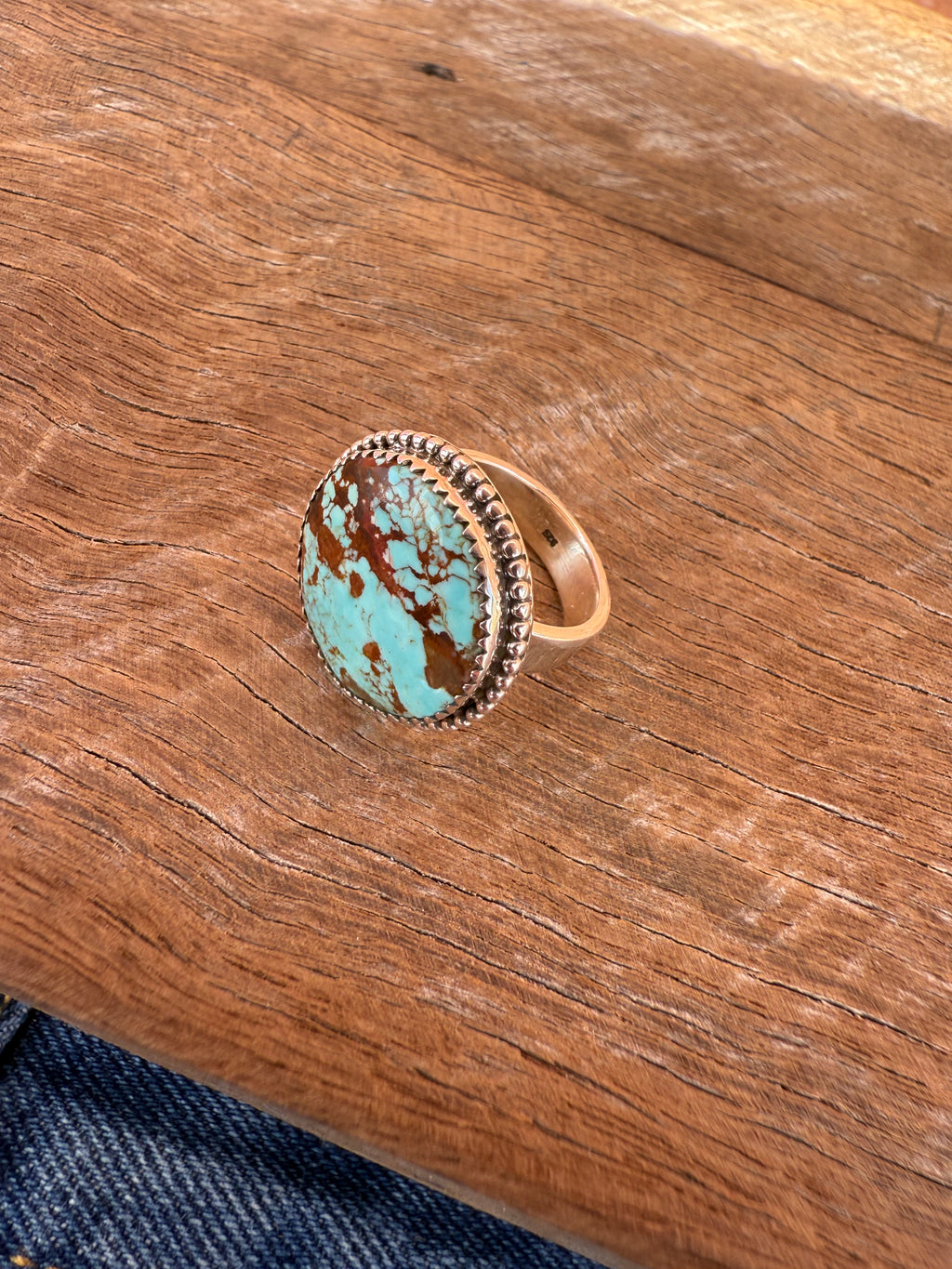Frontier Adjustable Ring - Silver Turquoise – Katie B