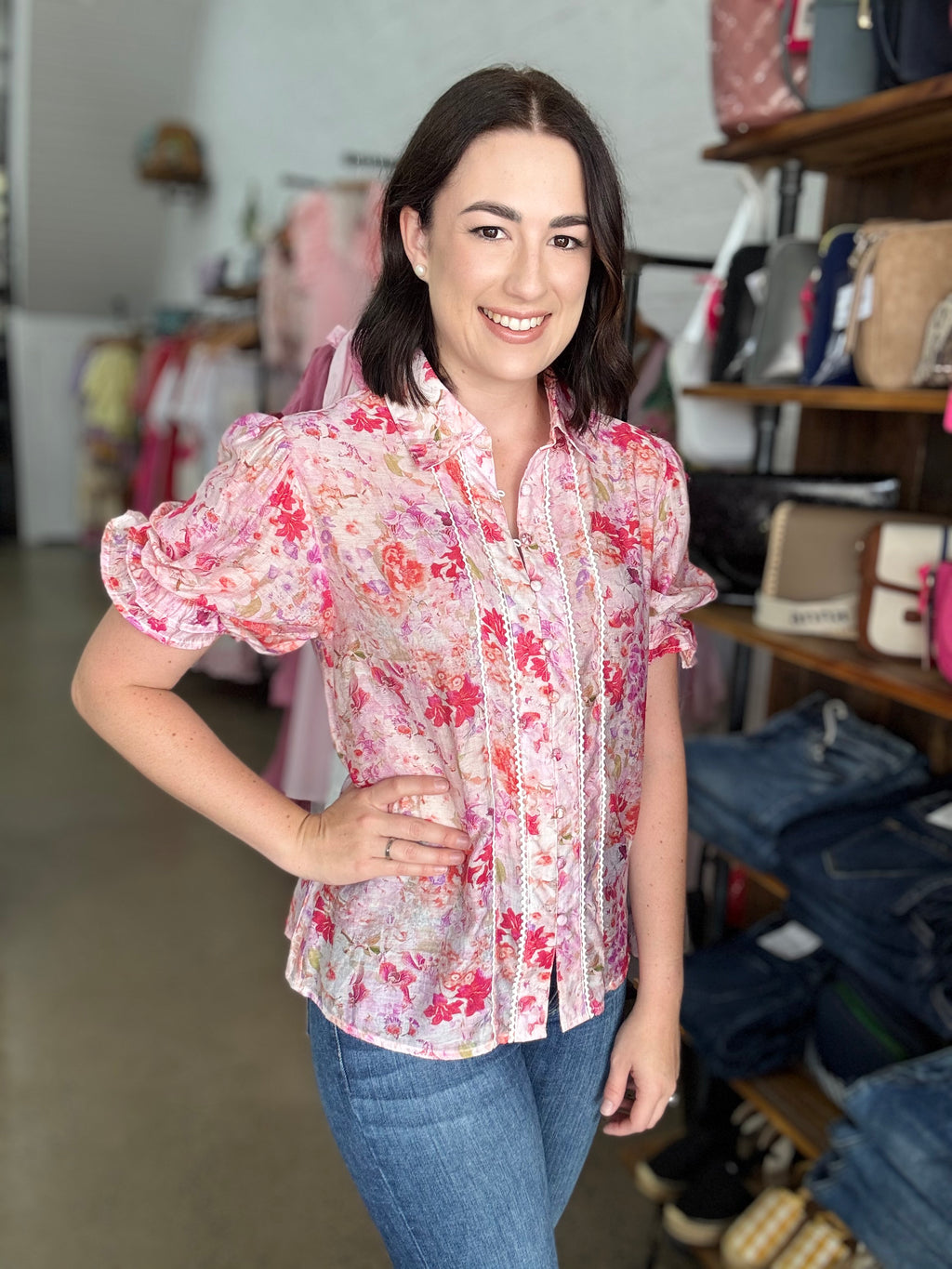 Talia Top - Pink Floral – Katie B