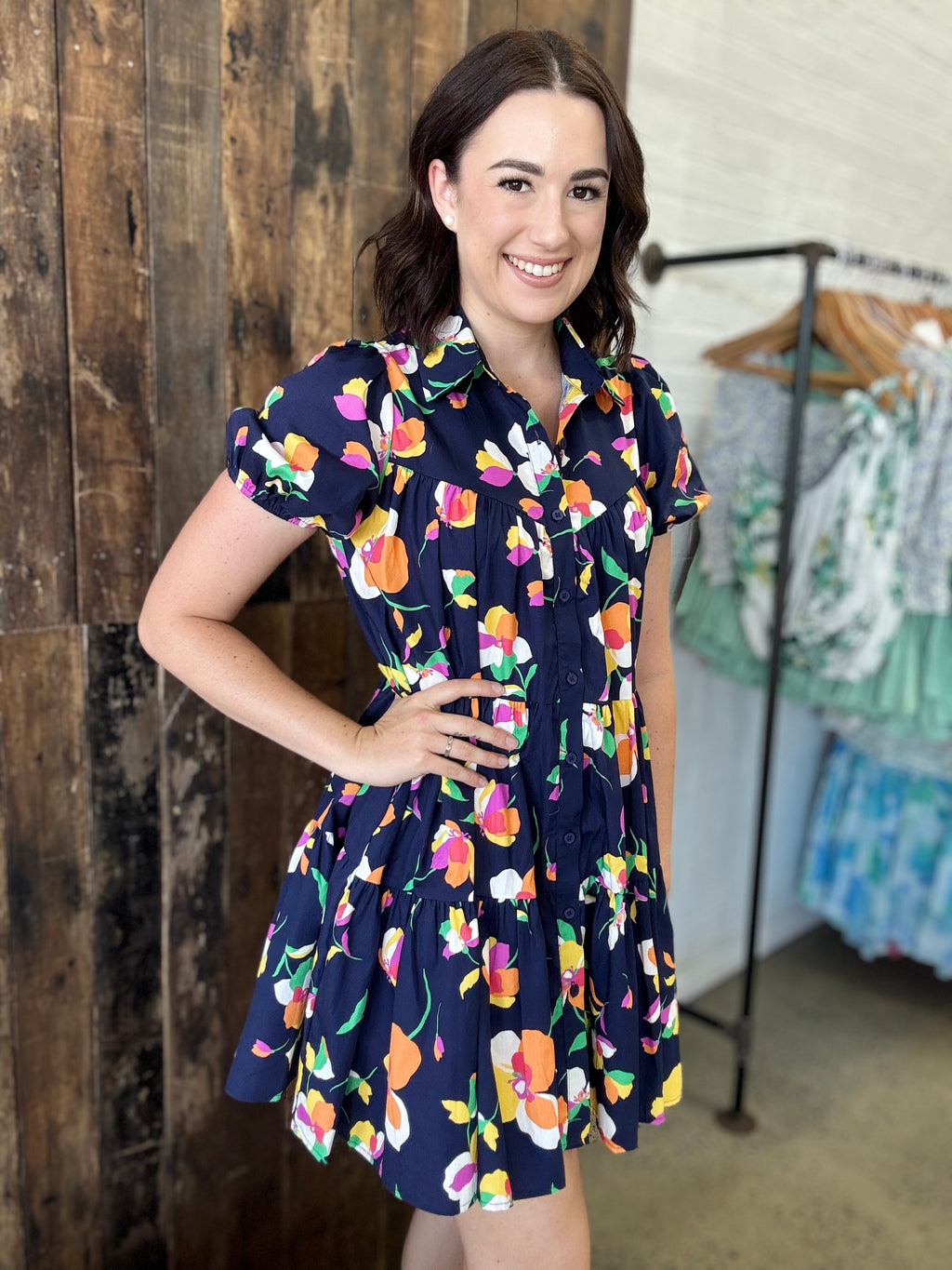 Tullulah Dress - Navy Floral – Katie B