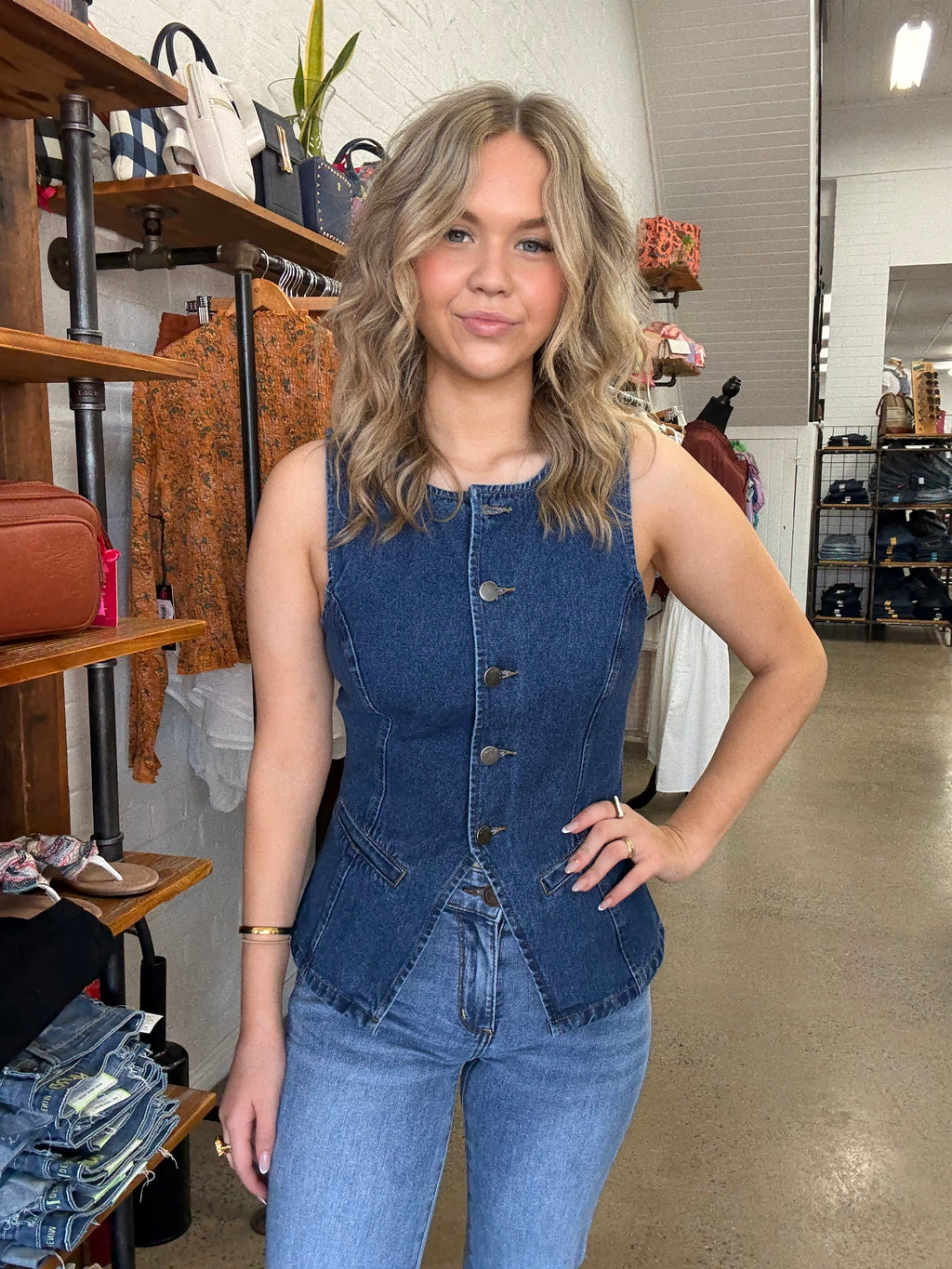 Lena Vest - Dark Denim – Katie B