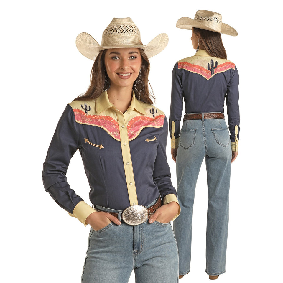 Rock and Roll - Cactus Sunset LS Retro Snap – Katie B