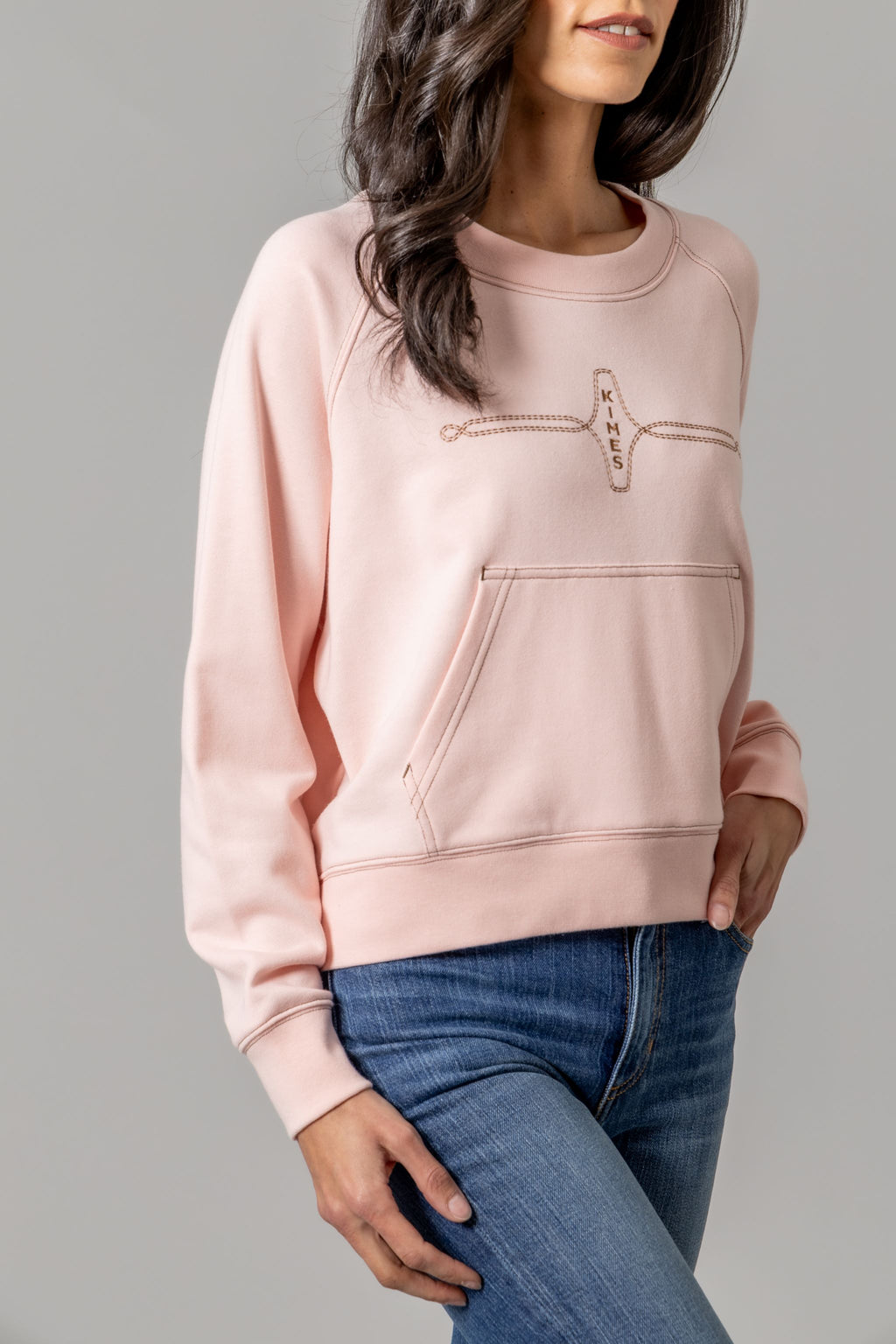 Kimes Ranch Pullover - Gracie Cropped Crewneck (Pink) – Katie B